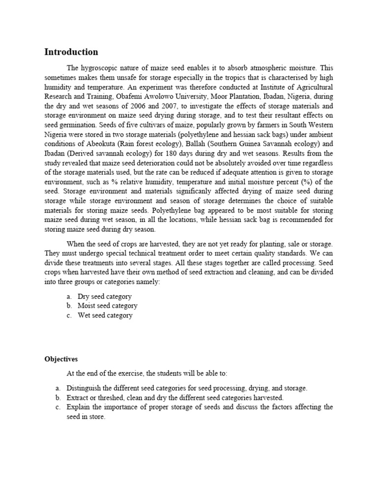 Introduction Exer 8 | PDF | Seed | Maize