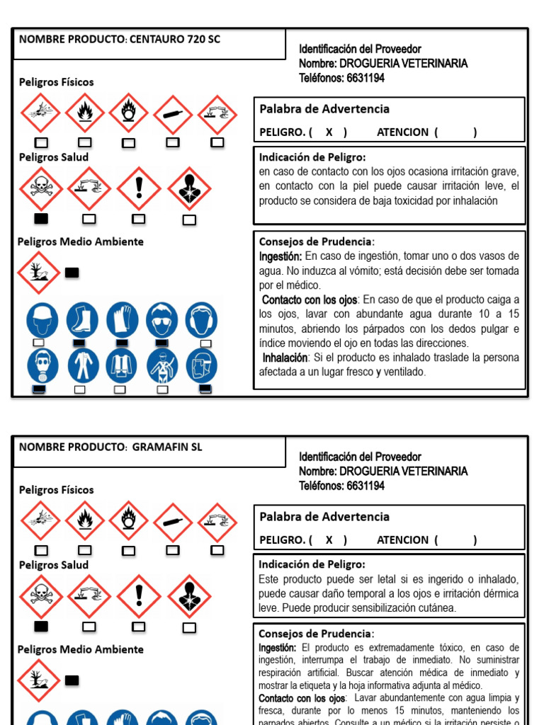 Etiquetas Sga V2 | PDF | Agua | Toxicidad