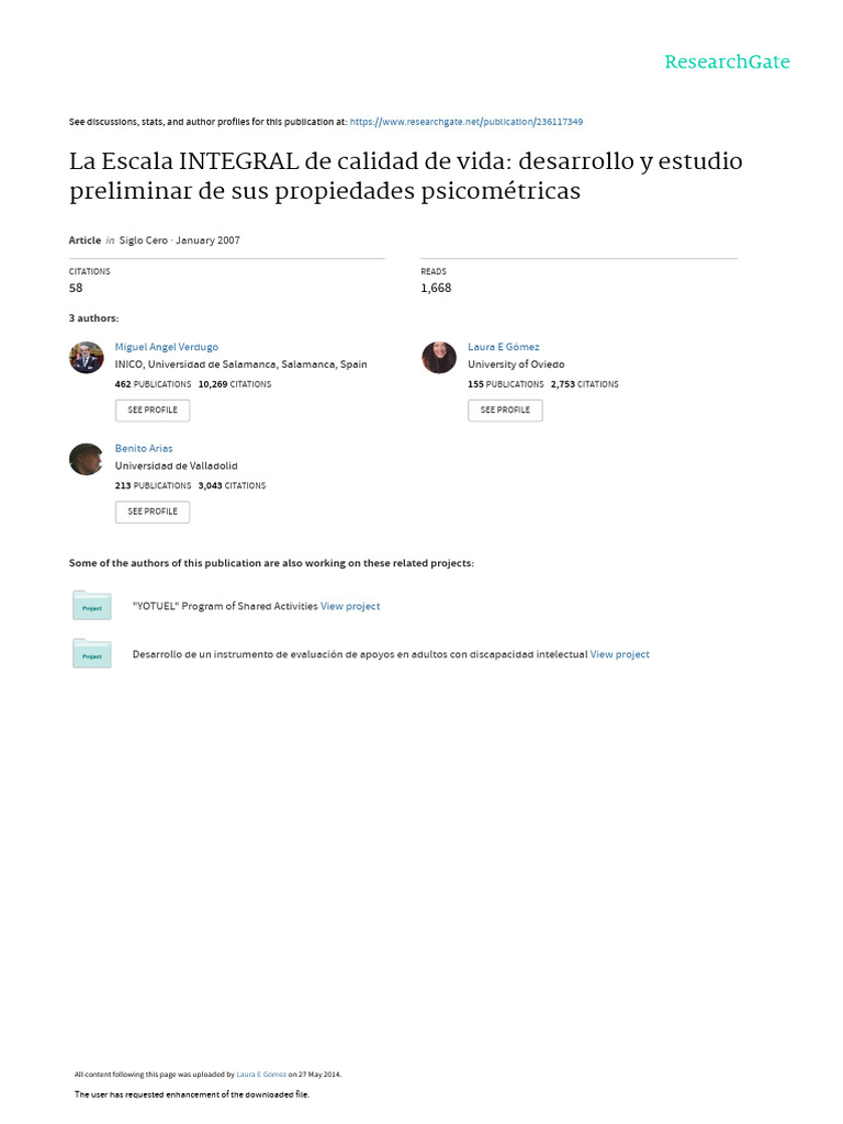 Escala GENCAT de Calidad de Vida | PDF | Evaluación | Cognición