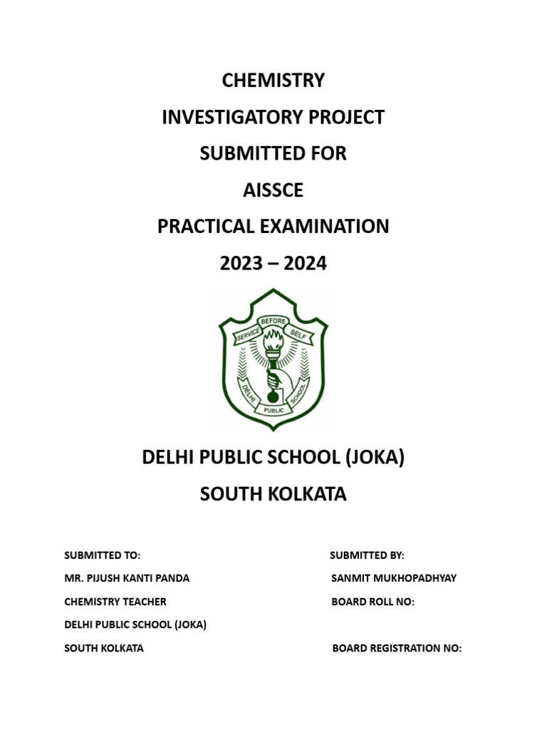 AISSCE Chemistry Investigatory Project | PDF