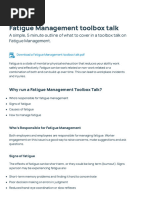 Fatigue Management Toolbox Talk | PDF | Occupational Safety And Health ...