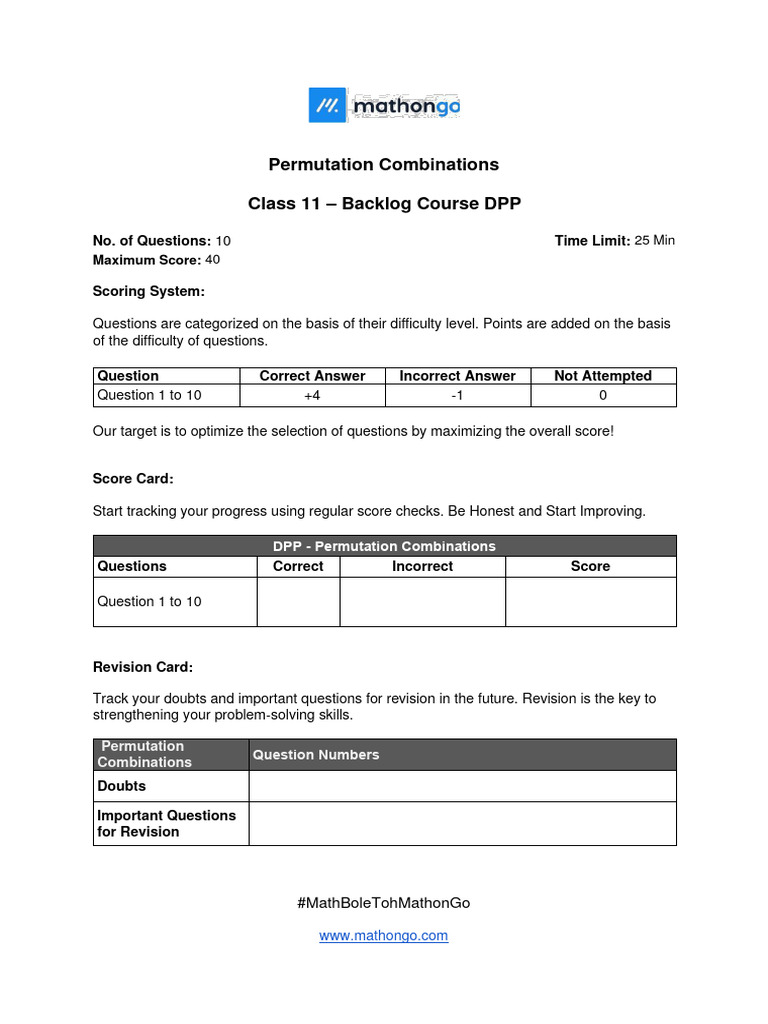 (PDF) Question DPP 2 - Permutation Combination | PDF | Numbers ... (PDF) Question DPP 2 - Permutation Combination | PDF | Numbers ...