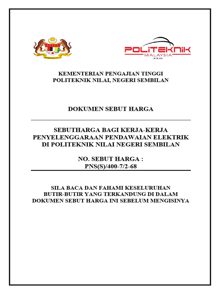 Sebutharga Penyelenggaraan Elektrik | PDF | Teknologi & Rekayasa