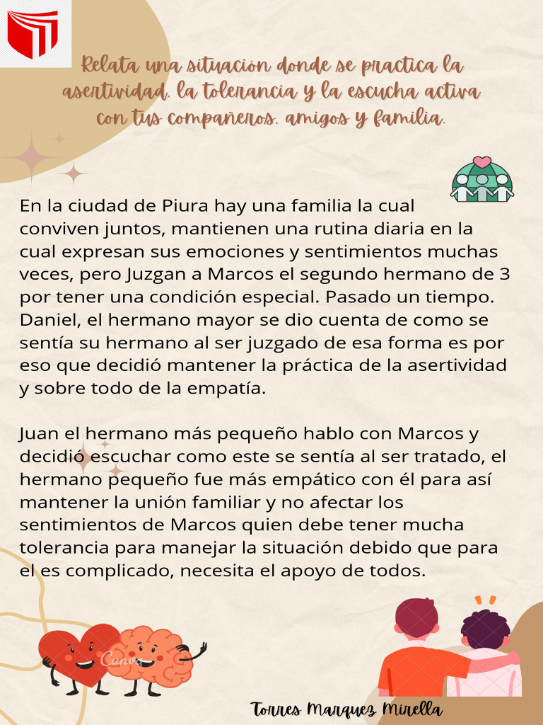 Relata Una Situación Donde Se Practica La Asertividad, La Tolerancia y ...