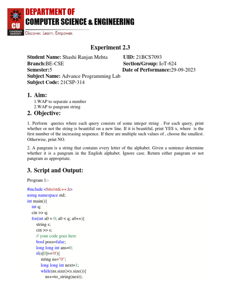 Ap Exp 2.4 - Alasso | PDF | String (Computer Science) | Software Development