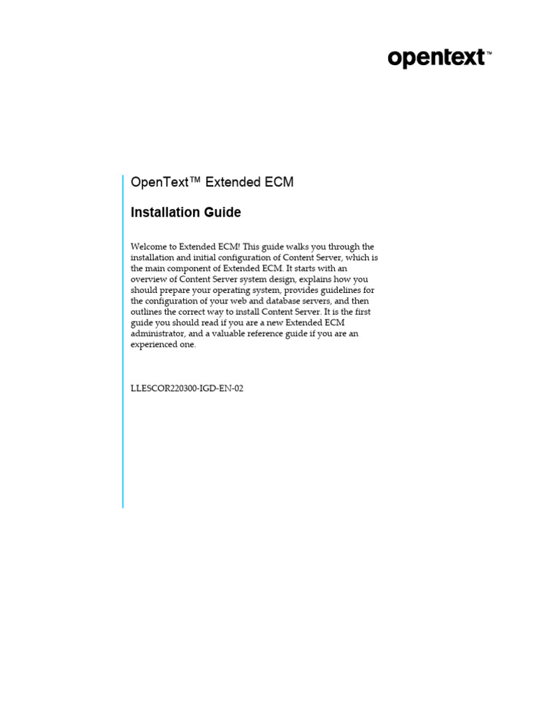 OpenText Extended ECM CE 22.3 - Installation Guide English (LLESCOR220300-IGD-En-02) | PDF | Web ...