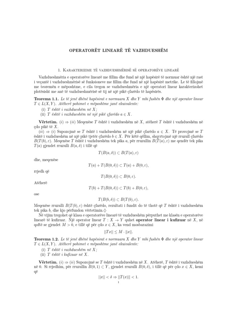 3 - Operatoret Lineare Te Vazhdueshem | PDF