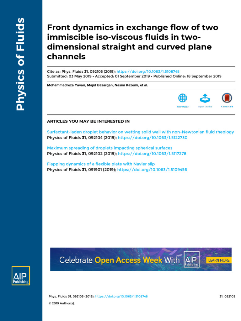 Front Dynamics in Exchange Flow of Two Immiscible Iso-Viscous Fluids in ...