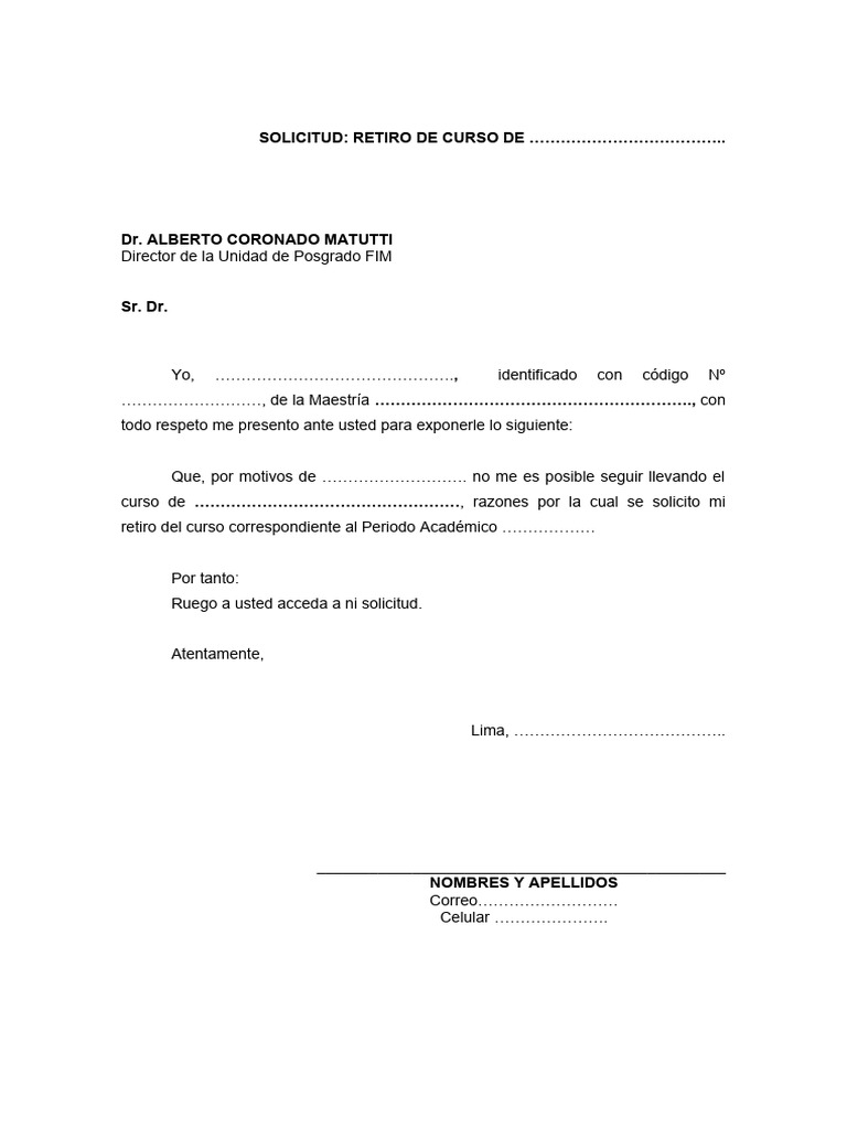 Solicitud de Retiro de Curso | PDF