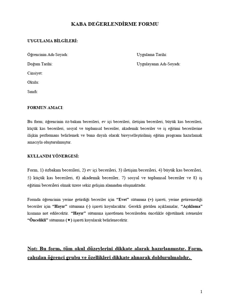 Kaba Değerlendirme | PDF