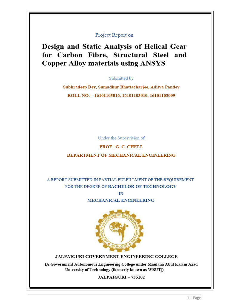 Final Year B.tech Project (Roll No. 9,10,16) | PDF | Gear | Applied And ...