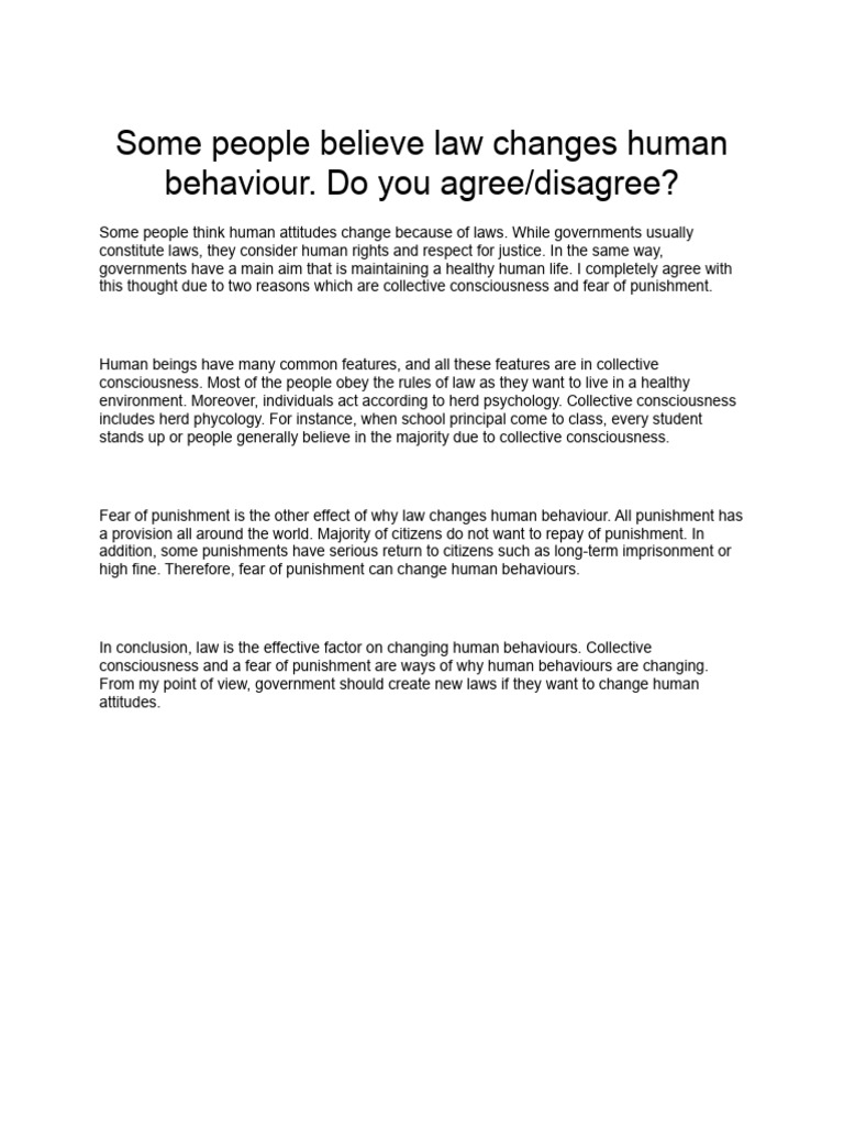 Some People Believe Law Changes Human Behaviour | PDF | Self ...