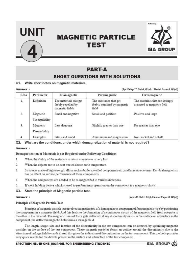 Magnetic Particle Test: Part-A | PDF | Ferromagnetism | Magnetic Field
