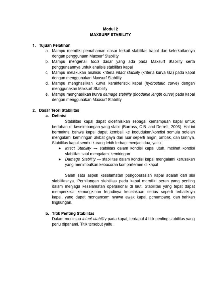 Modul - Maxsurf Stability | PDF | Sains & Matematika | Sejarah