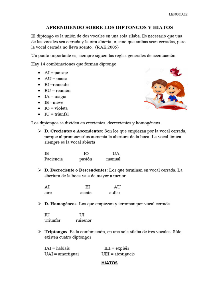 Aprendiendo Sobre Los Diptongos y Hiatos | PDF | Fonética | Voz humana