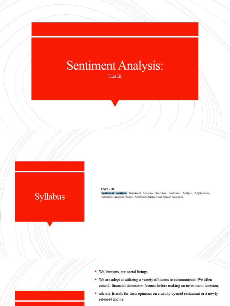 Unit IIISentiment Analysis (Autosaved) | PDF | Human Communication | Cognitive Science