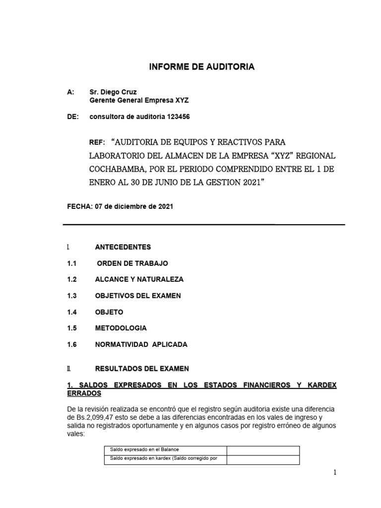 Informe de Auditoria 23 | PDF | Auditoría | Estado financiero