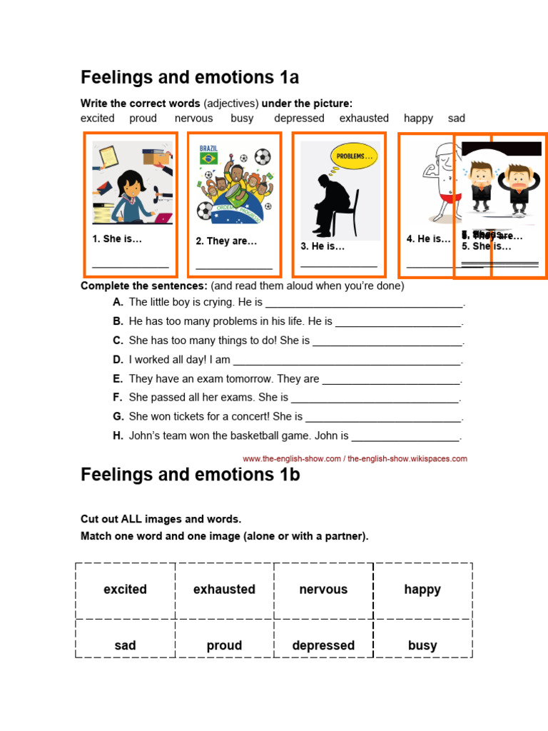 Emotions and Feelings Intermediate Fun Activities Games Kinesthetics ...