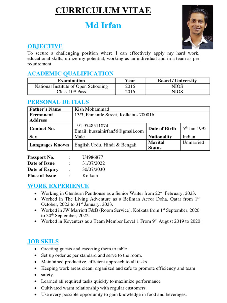Irfan CV Final FNB PDF | PDF