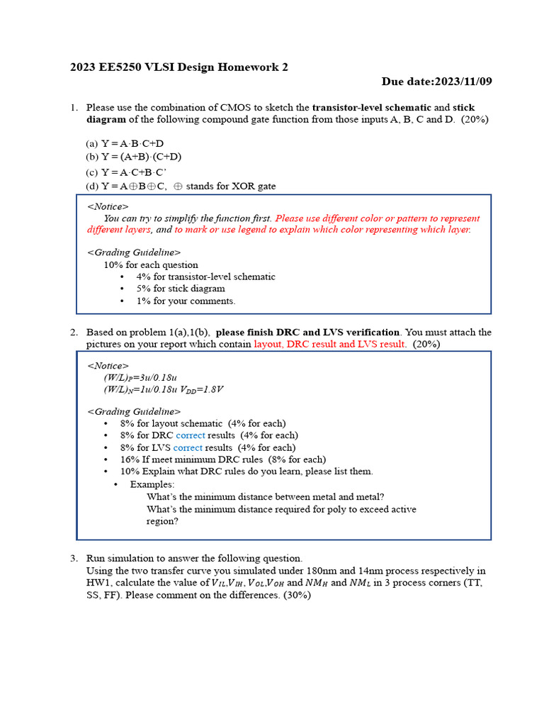 2023 Vlsi HW2 | PDF | Electricity | Electronics