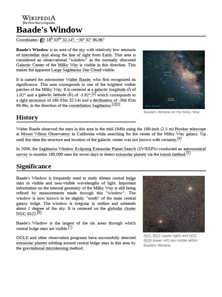 Baade's Window | PDF | Milky Way | Extragalactic Astronomy