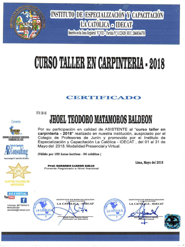 Certificado Carpinteria | PDF