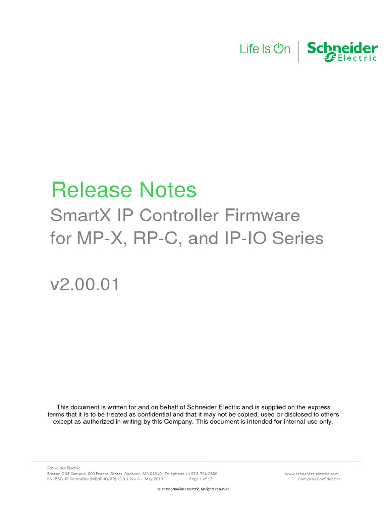 Release Notes - v2.00.01 - SmartX IP Controller Firmware | PDF ...