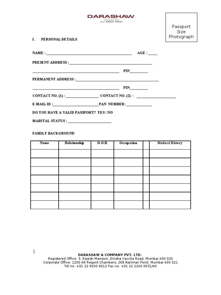 Darashaw Company Application Form | PDF | Leadership | Cognition