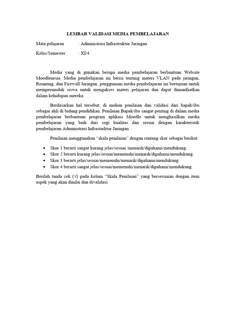 Lembar Validasi Media | PDF