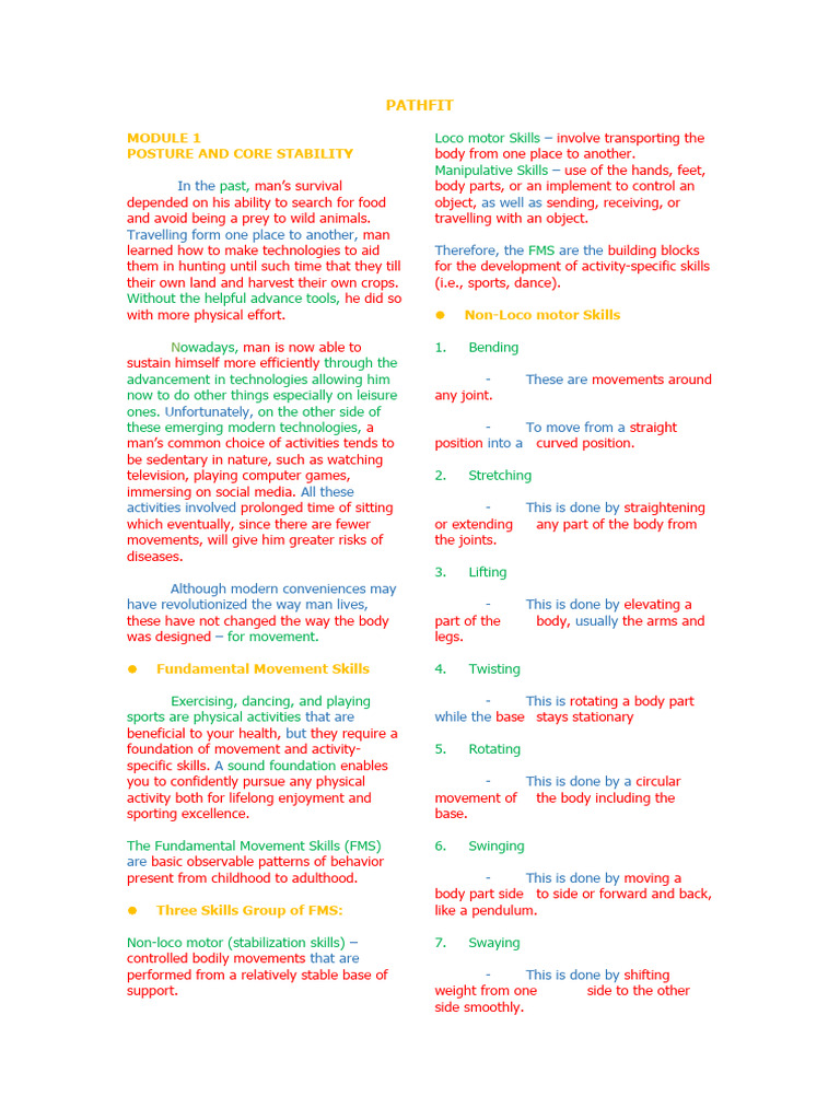 Pathfit Reviewer Midterms | PDF | Vertebral Column | Musculoskeletal System