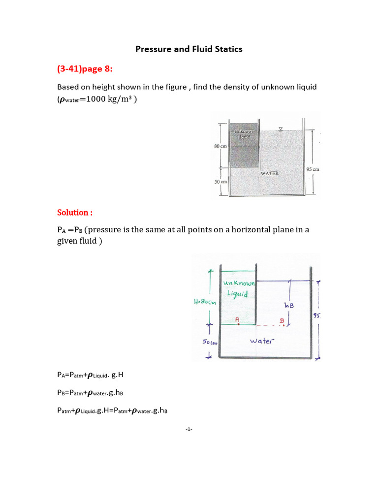 Gage Pressure Calculations in Fluid Systems | PDF