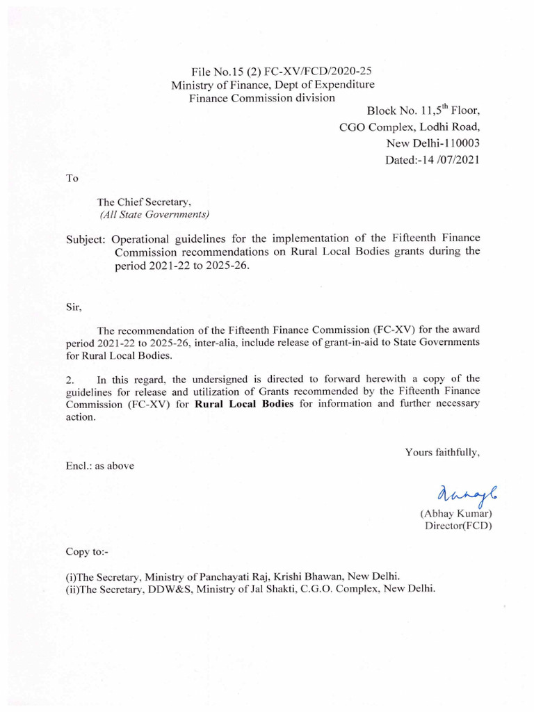 RLB Guidelines For The 15th FC | PDF