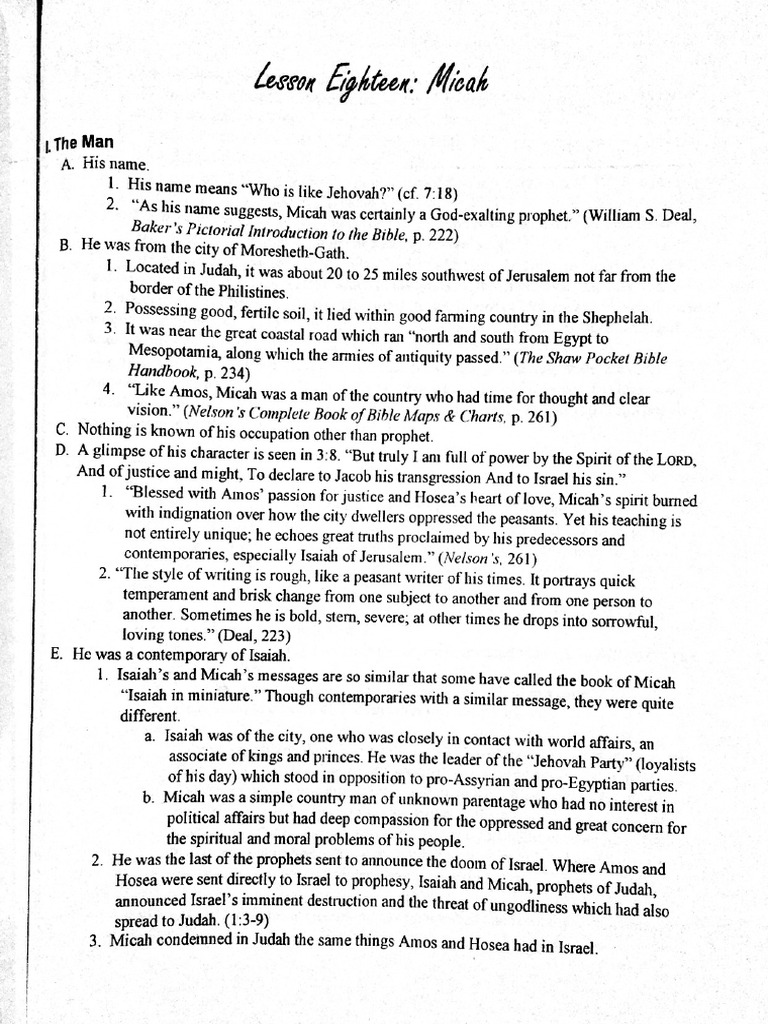 Lesson Eighteen Micah | PDF