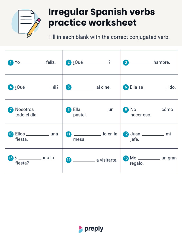Irregular Spanish Verbs Worksheet | PDF