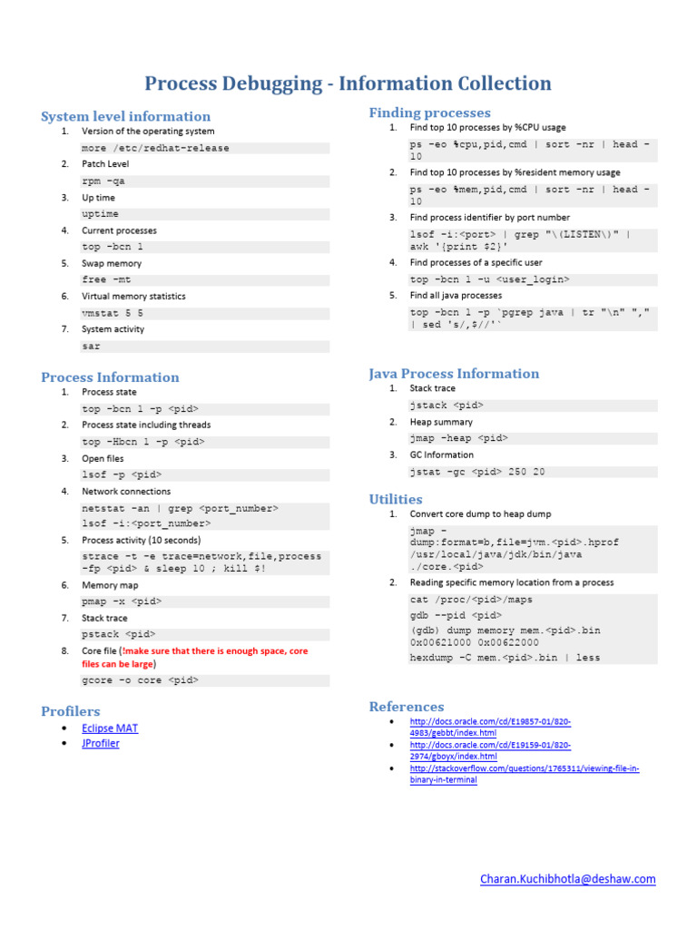 Process Debugging Information Collection Pdf Information Technology Computer Programming