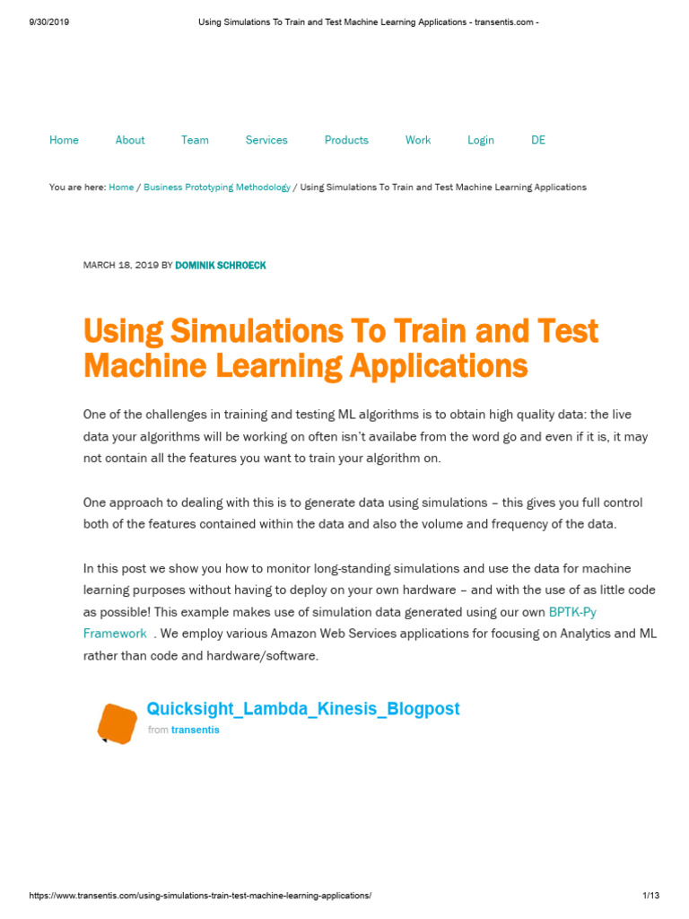 Using Simulations To Train and Test Machine Learning Applications ...