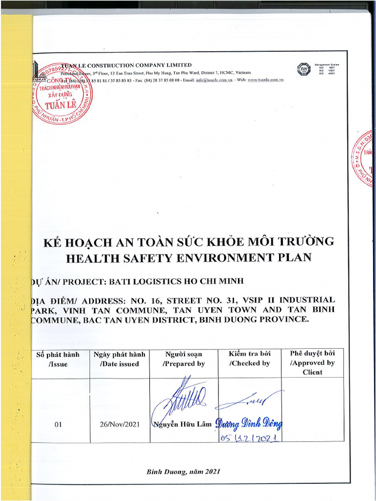 FM BD 01 - HSE Plan - Rev 00 - Signed | PDF