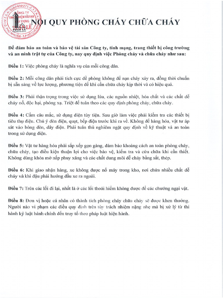 FM BD 01 - Noi Quy PCCC - Signed | PDF