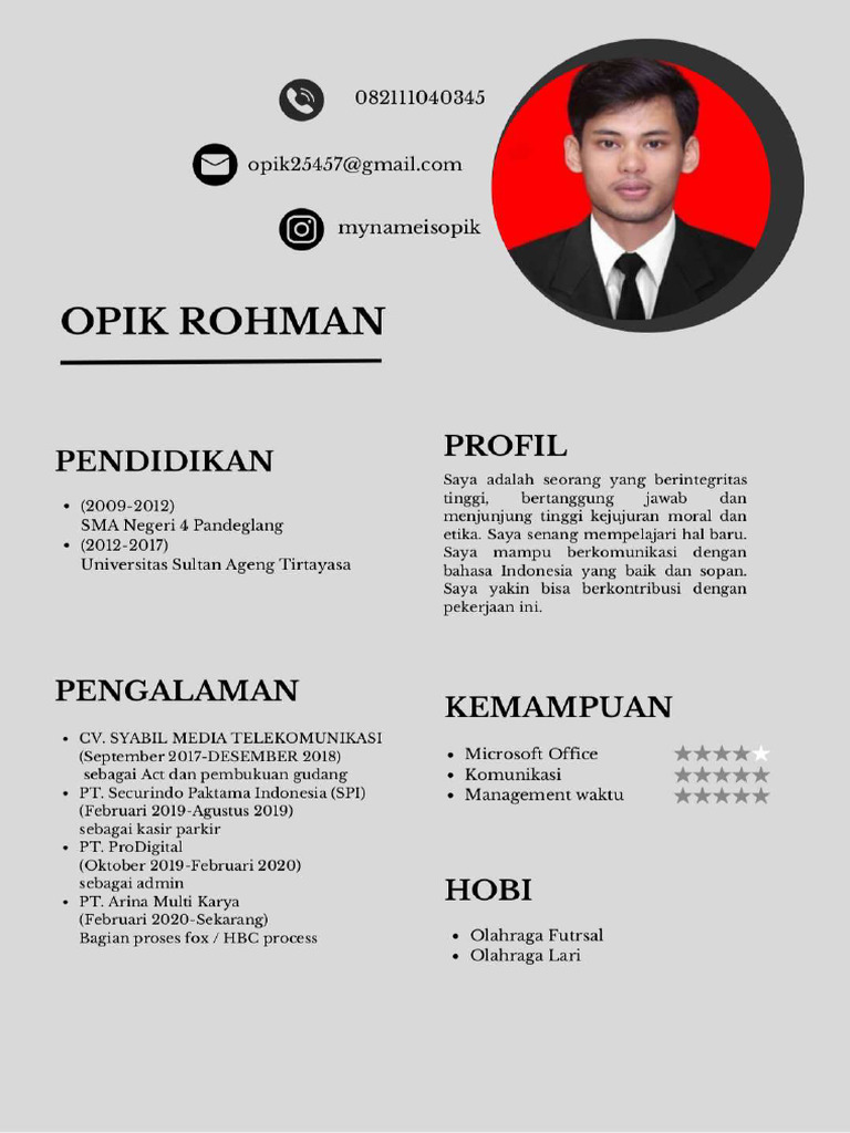 Operator Produksi - Opik Rohman | PDF