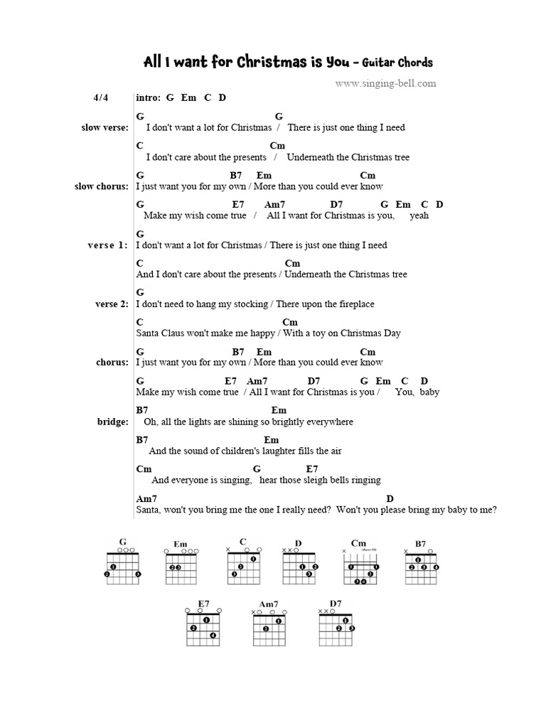 All I Want For Christmas Is You Guitar Chords - Singing Bell | PDF ...