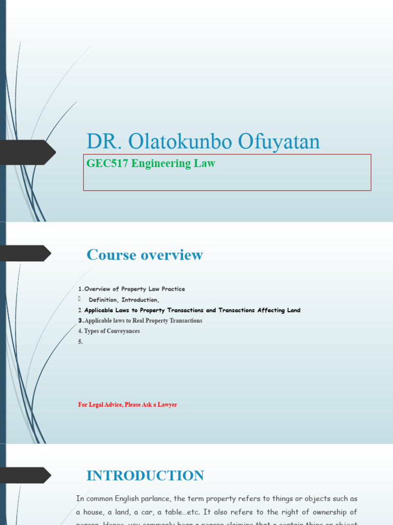 Intellectual Property Law (Notes) | PDF | Conveyancing | Mortgage Law