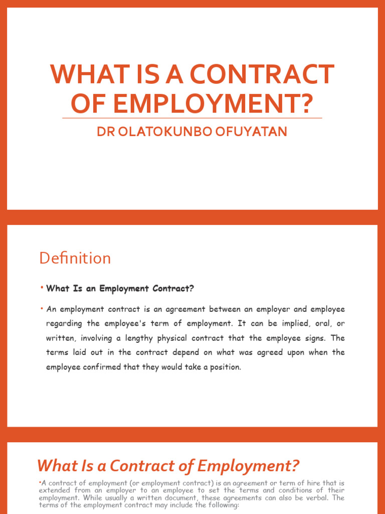 What Is A Contract of Employment | PDF | Employment | At Will Employment