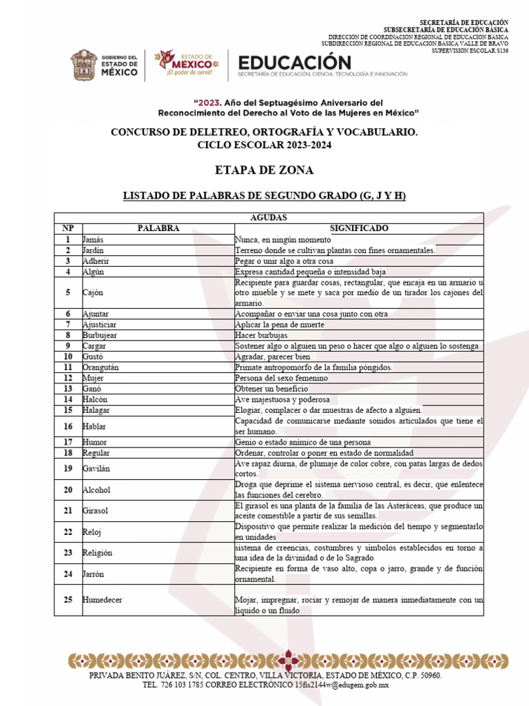 Listado de Palabras Segundo Grado | PDF | Aves