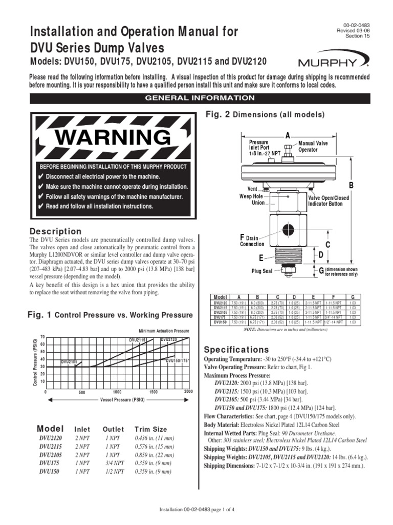 Murphy Dump Valve | PDF | Valve | Gas Technologies