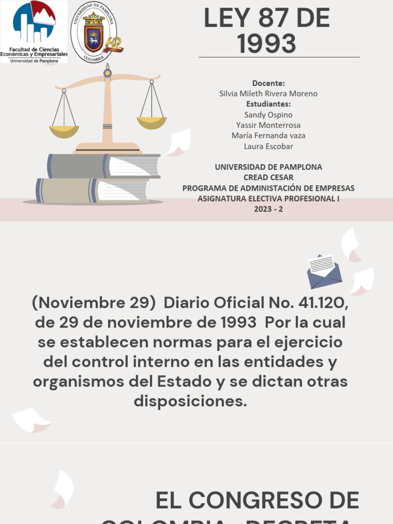 Ley 87 de 1993 Final | PDF | Contralor | Planificación