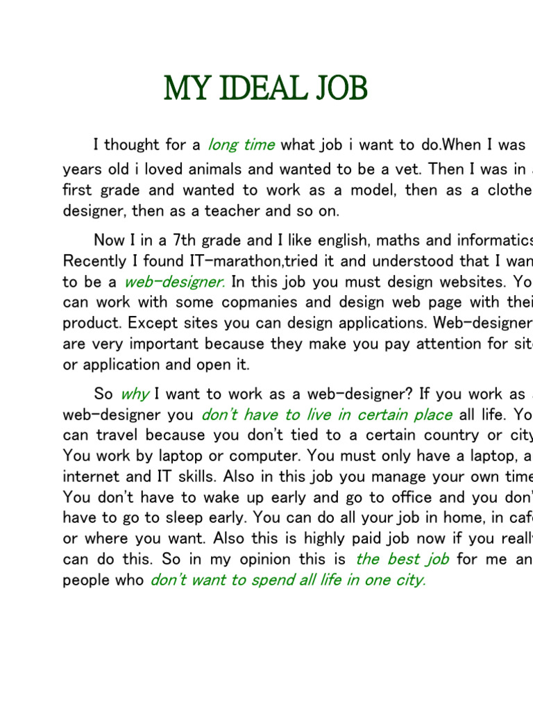 My Dream Job: Web Designer | PDF