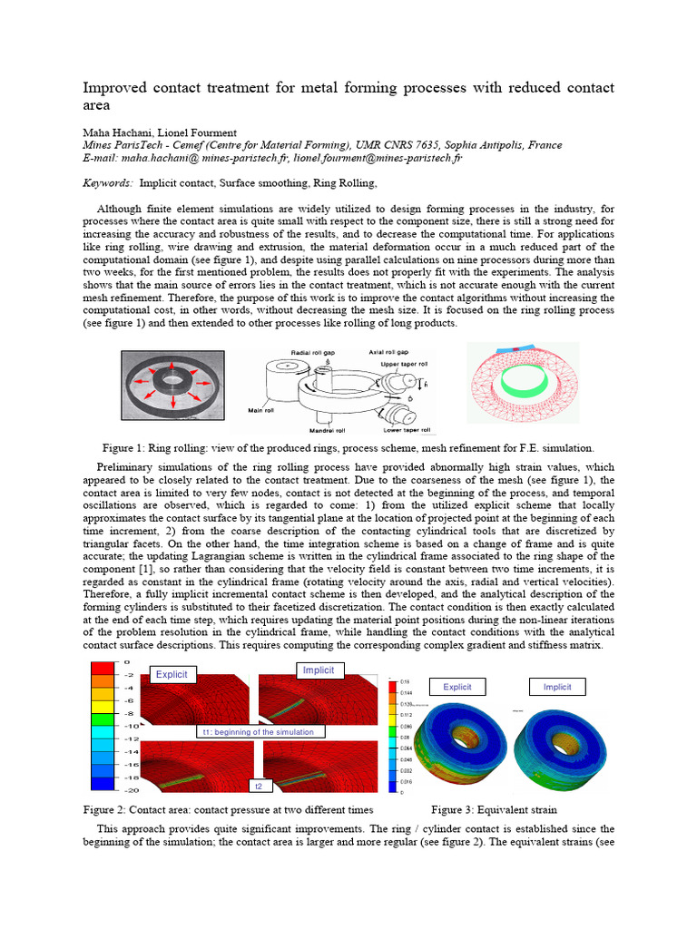 Improved Contact Treatment For Metal Forming Processes With Reduced ...
