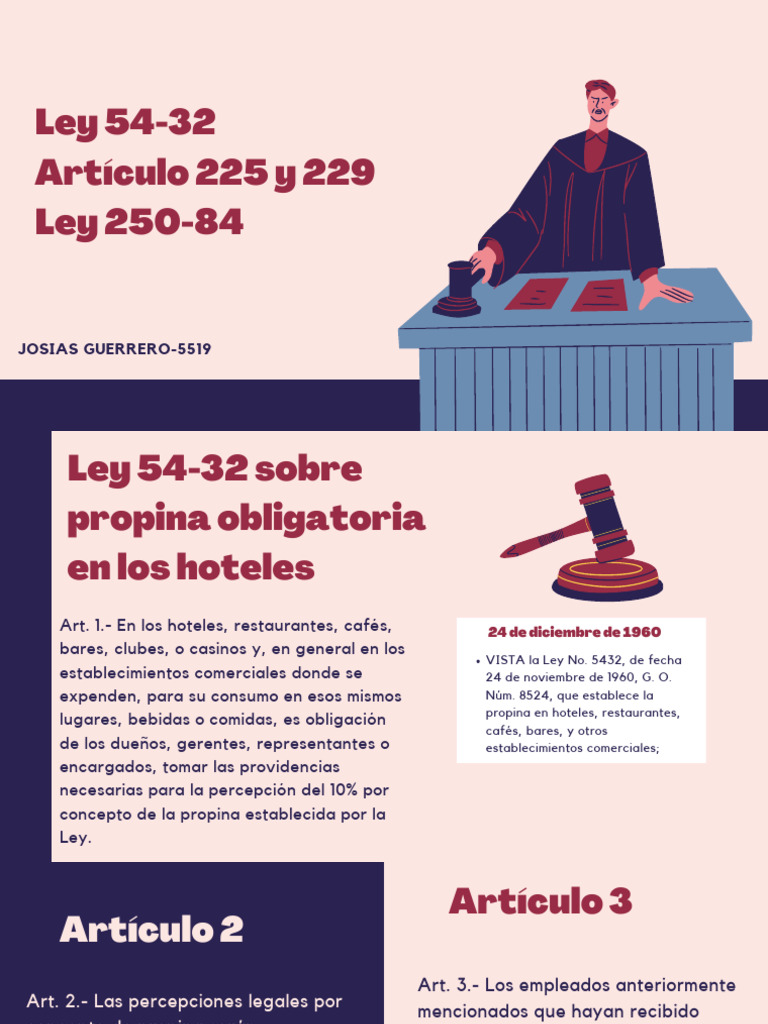 Ley 54-32 Propina Obligatoria en Hoteles | Descargar gratis PDF ...