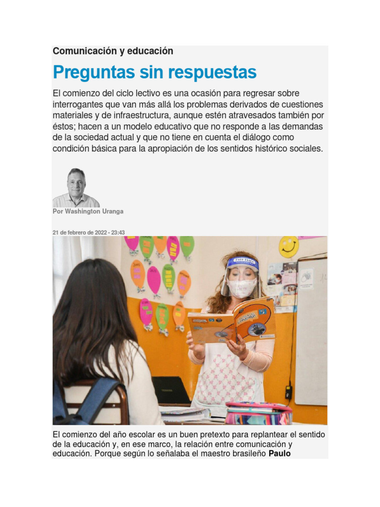 Comunicación y Educación. Preguntas Sin Respuestas | PDF
