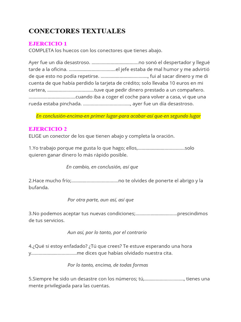 Conectores Textuales | PDF | Hogar, jardinería y bricolaje
